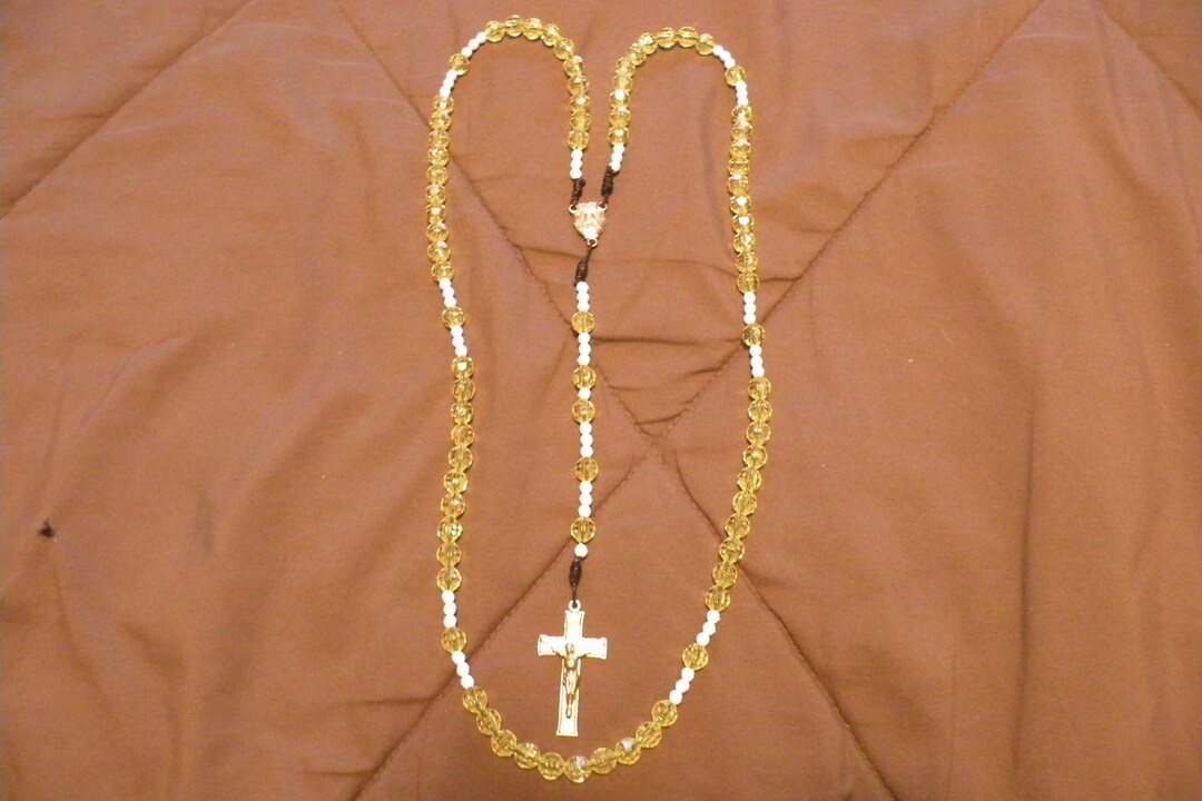 7-decade Franciscan Crown Plastic Faceted Bead Rosary Handmade - Etsy