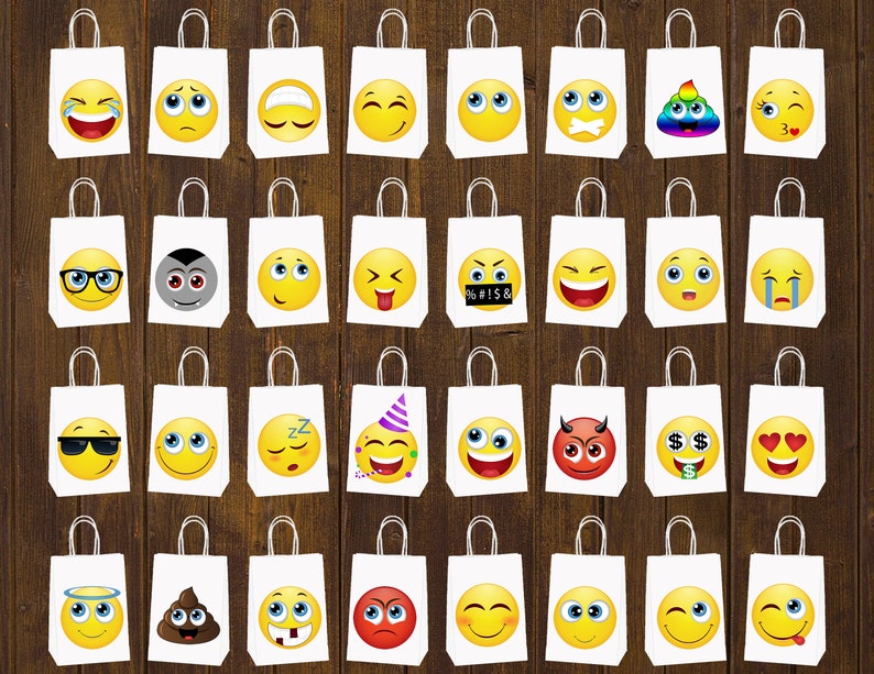 Printable Emoji Favor Bags, Emoji Candy Bags, Emoji Party Bags, Emoji ...
