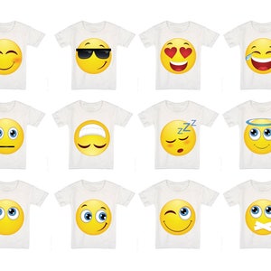 13 Pack Printable Emoji Iron on Transfers for Shirts, Emoji Shirt ...