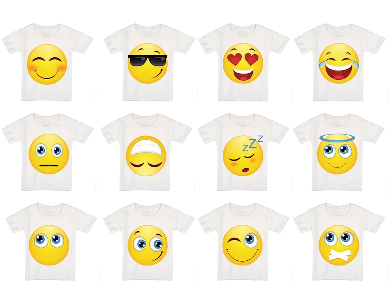 13 Pack Printable Emoji Iron on Transfers for Shirts, Emoji Shirt ...