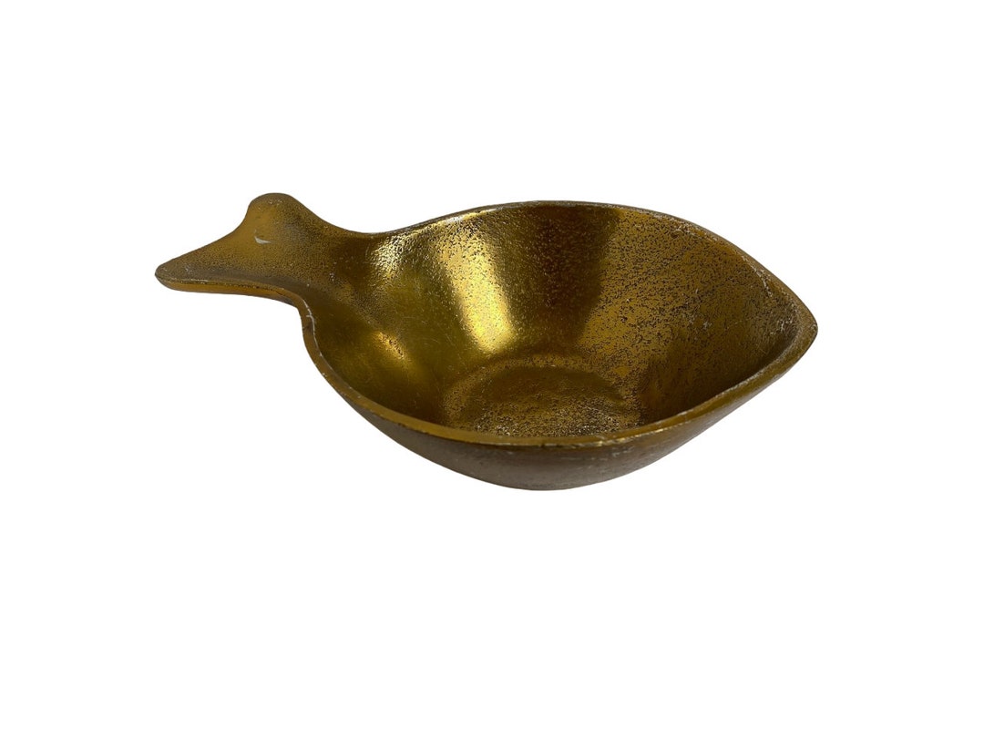 Vintage Gold Metal Fish Trinket Dish - Etsy