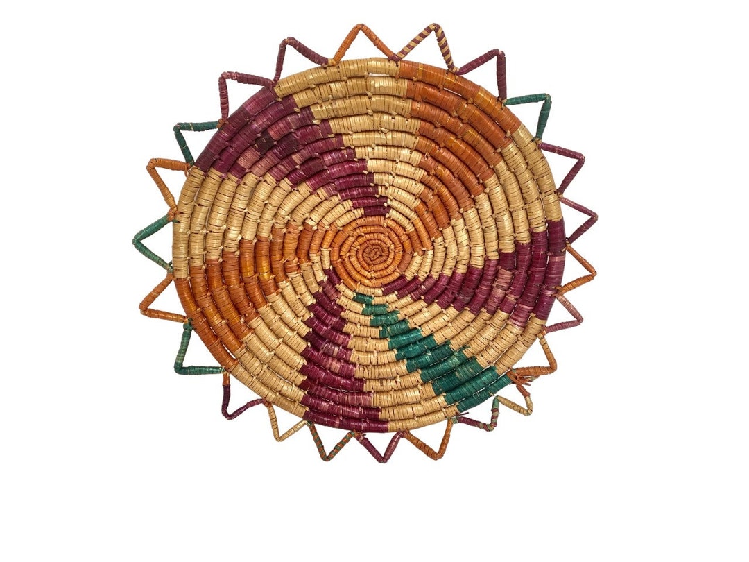 Vintage Seagrass Sun Coil Basket - Etsy