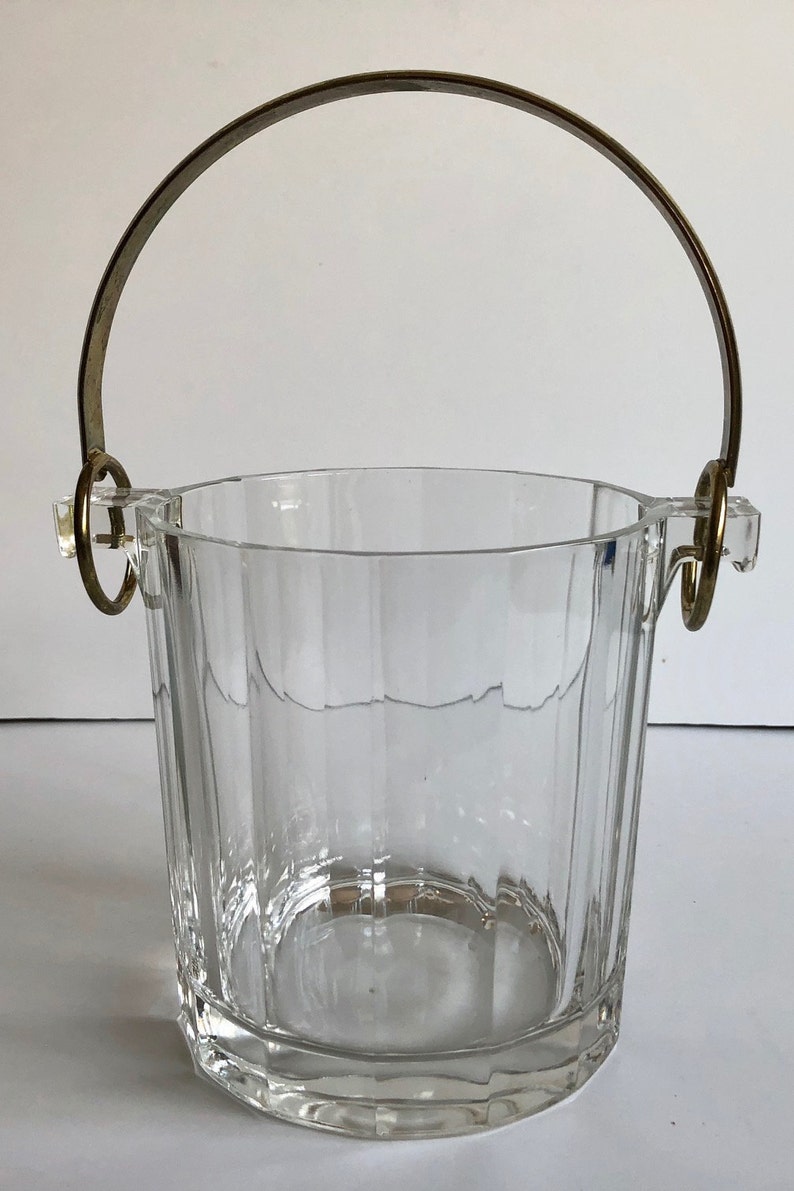 Vintage Elegant Fluted Glass Ice Bucket With Gold Brass Handle - Etsy Vintage Elegant Fluted Glass Ice Bucket With Gold Brass Handle - Etsy