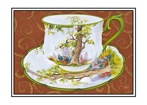 Tea Cup 15 5 X 7 Print of Original Artwork | Etsy