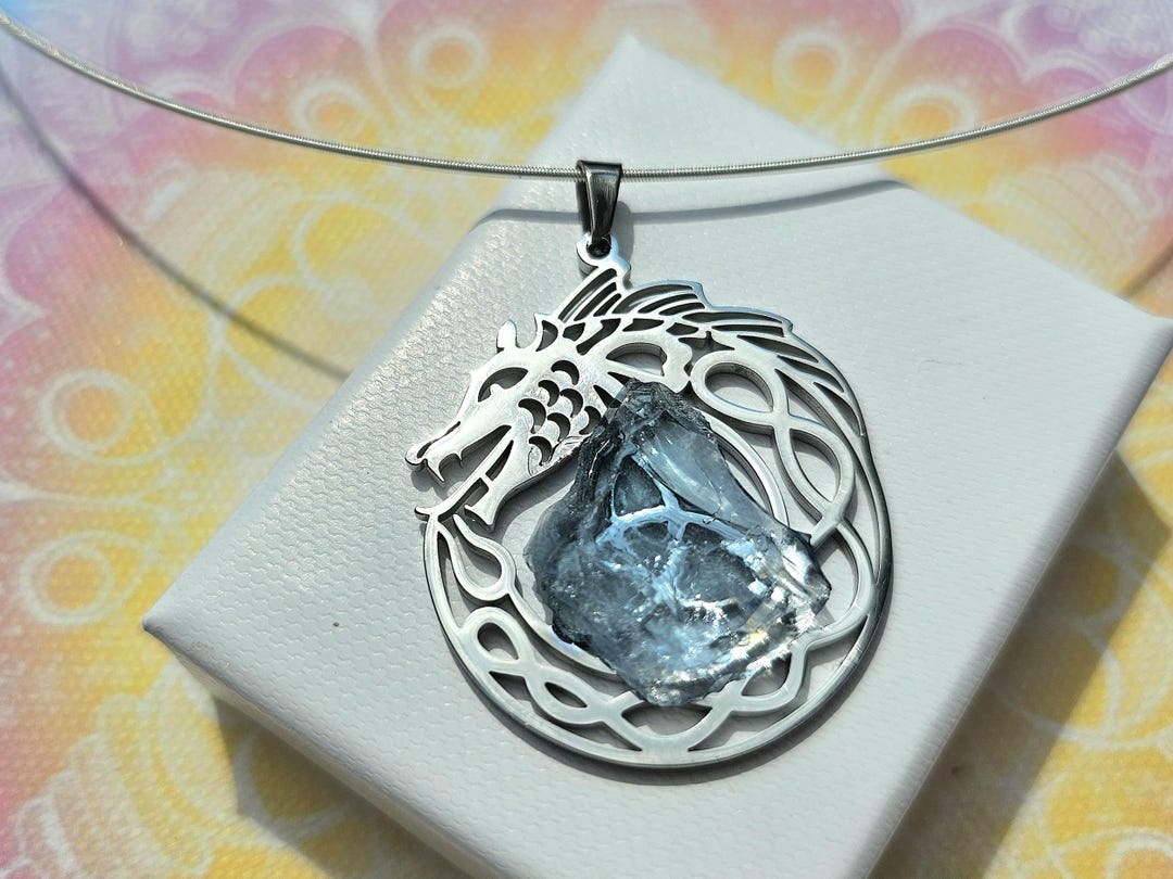Celtic DRAGON Amulet With Andara Crystal / DRAGON With TRIQUETRA ...
