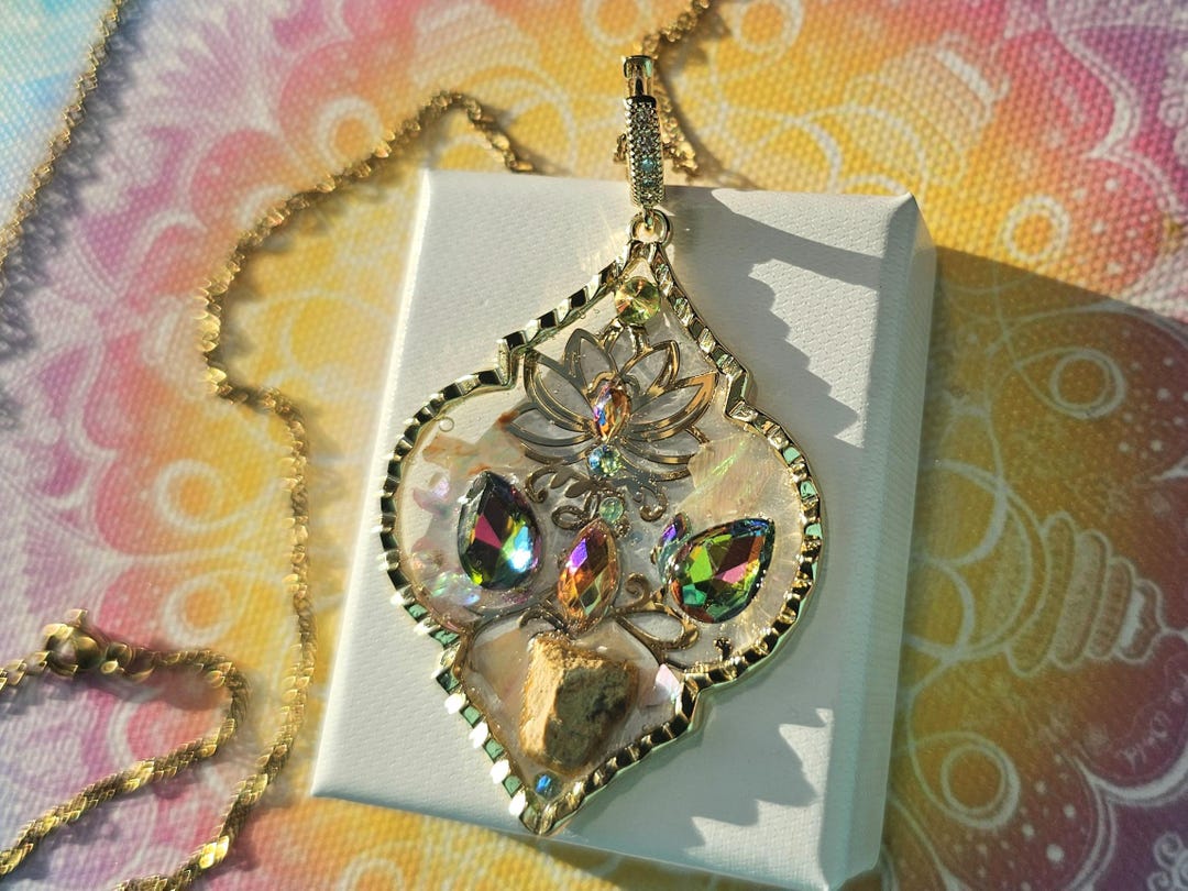 Lotus Prism Amulet | With Holy Stone | Gold | Carry the Light of the ...