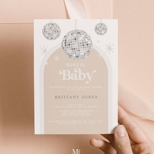 Disco Ball Diva Baby Shower Invitation, Silver Glitter Disco, Baby ...