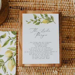 Printable Yellow Lemon the Lords Prayer Card Template, Summer Prayer ...