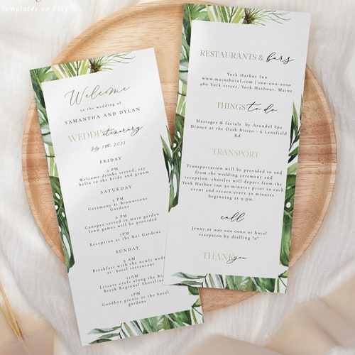 Modern Tropical Welcome Letter & Itinerary Template Beach - Etsy