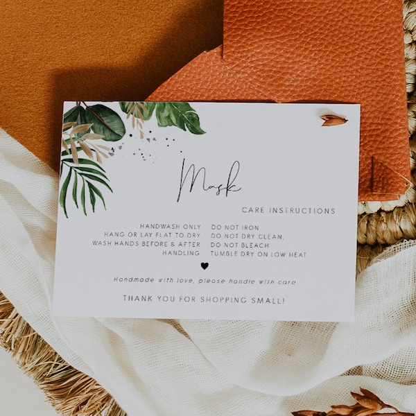 Mask Care Card - Etsy