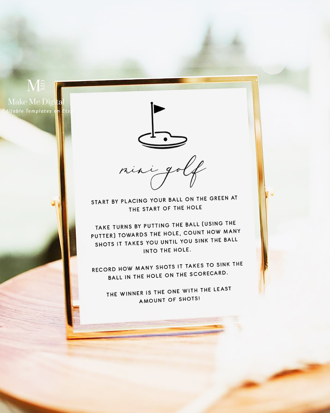 Elegant Calligraphy Mini Golf Sign, Modern Putting Green Rules Sign ...