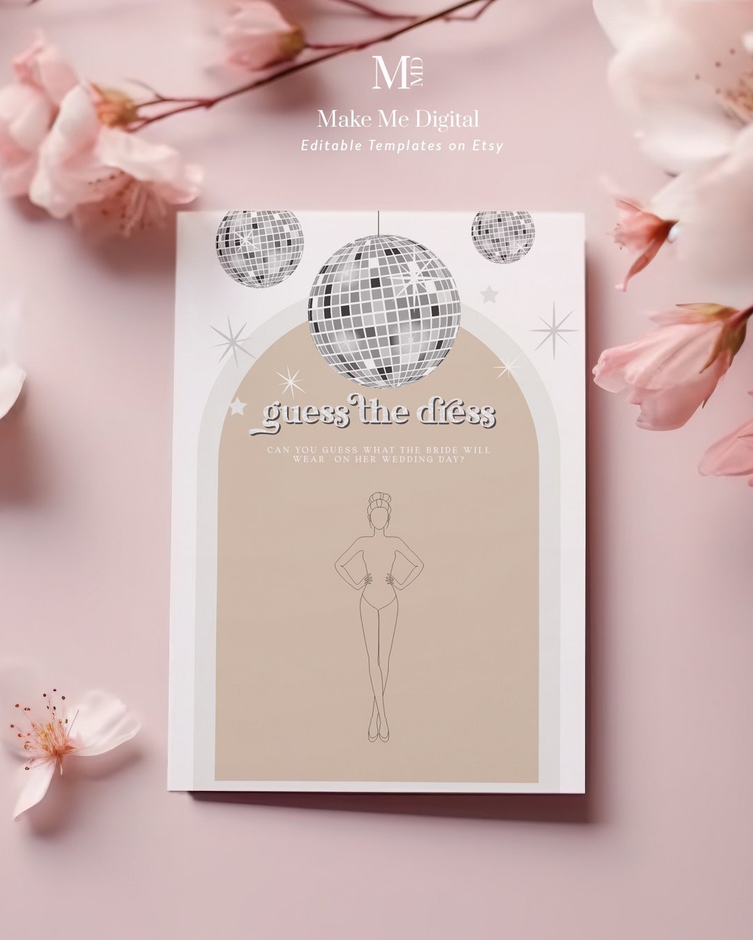 Disco Ball Diva Bridal Shower Games, Silver Glitter Festival Hen Guess the Dress Printable ...