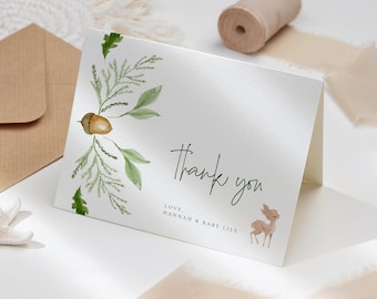 Woodland Thank You Card. Greenery Forest Animals EDITABLE - Etsy