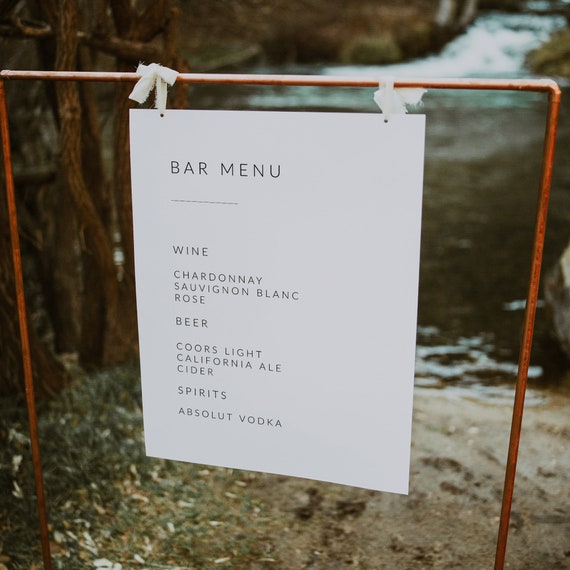 Simple Wedding Bar Menu Template Modern and Simple Drinks - Etsy