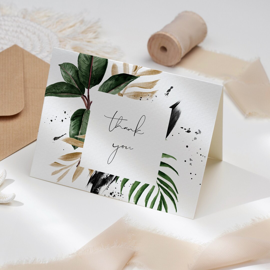 Editable Tropical Thank You Card Template Thank You Card Printable ...