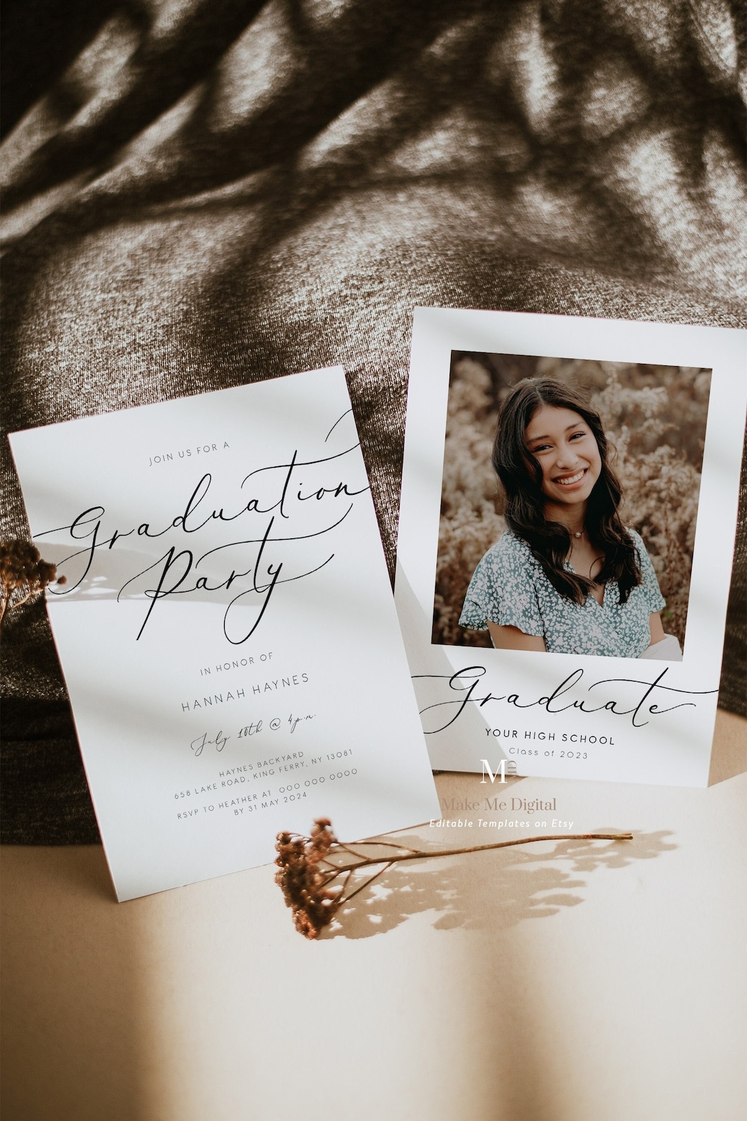 Elegant Graduation Party Invite, Calligraphy Graduation Invitation ...