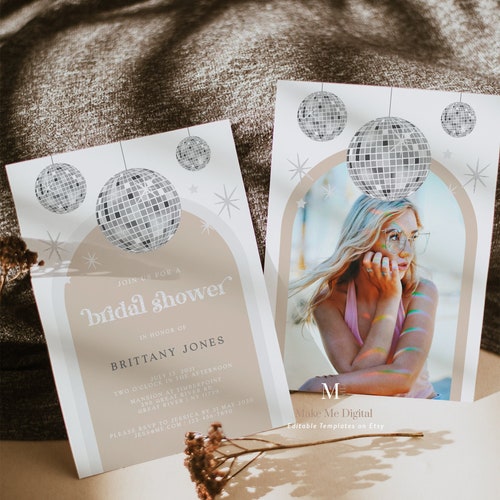 Disco Ball Diva Bridal Shower Invitation Silver Glitter - Etsy
