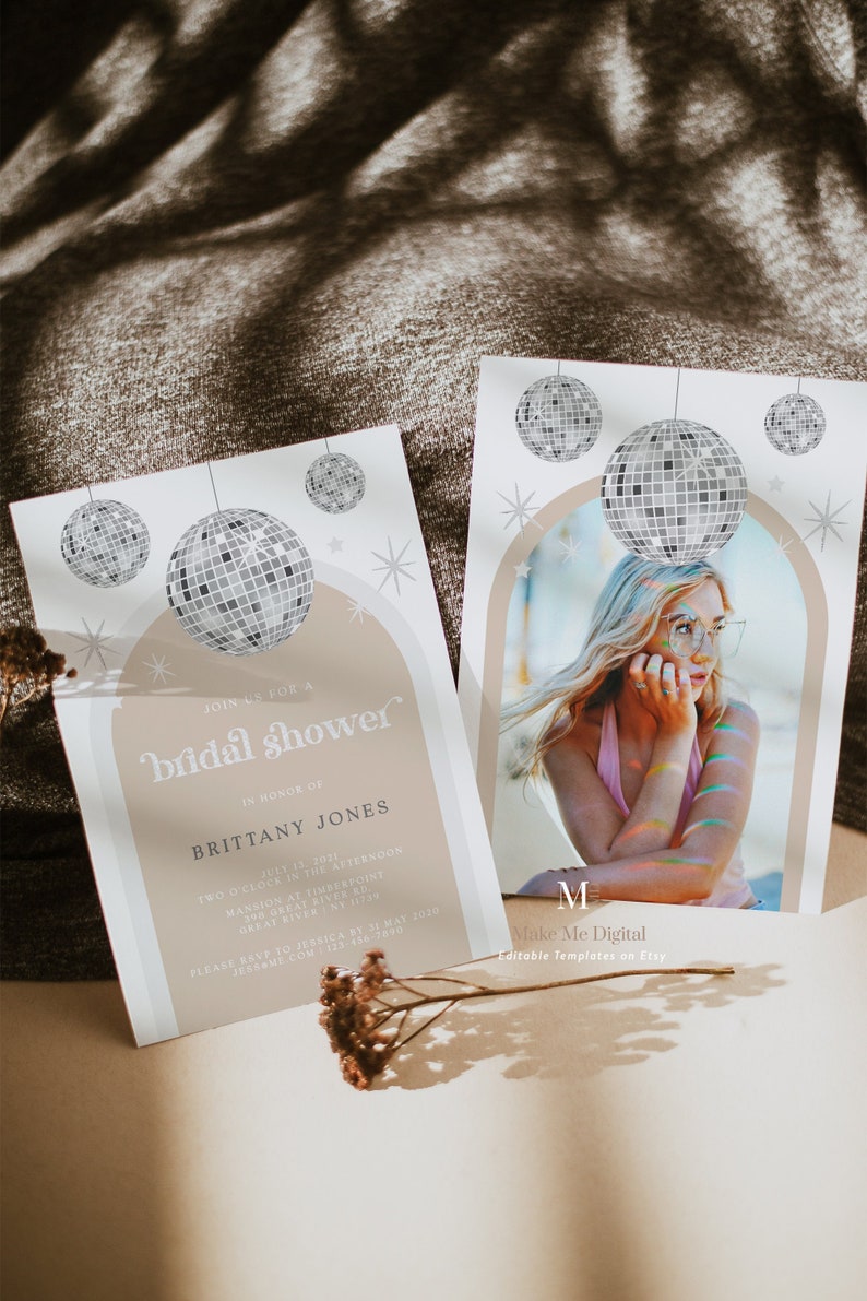 Disco Ball Diva Bridal Shower Invitation Silver Glitter - Etsy