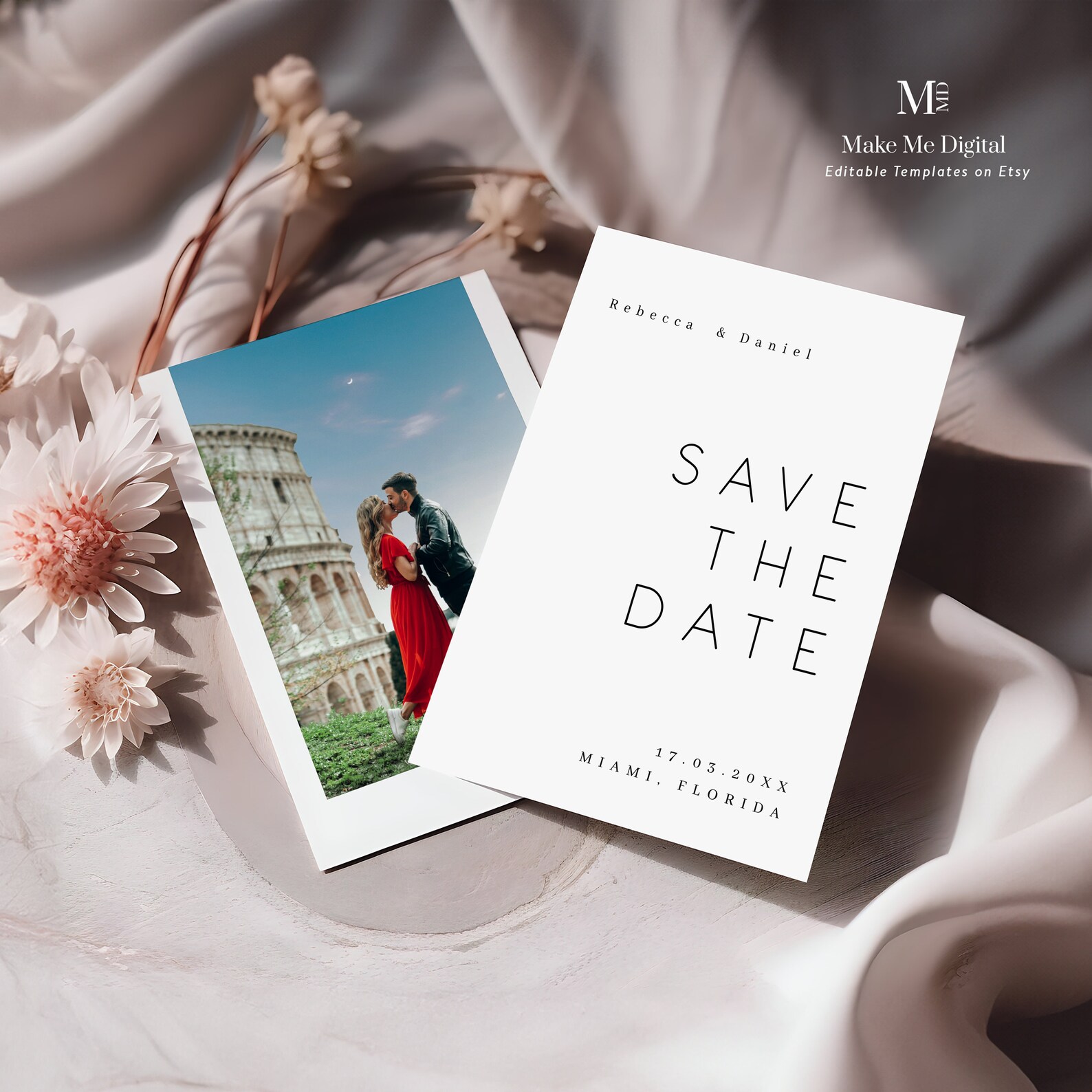 Minimalist Save the Date Invitation, Printable Chic Save the Date ...