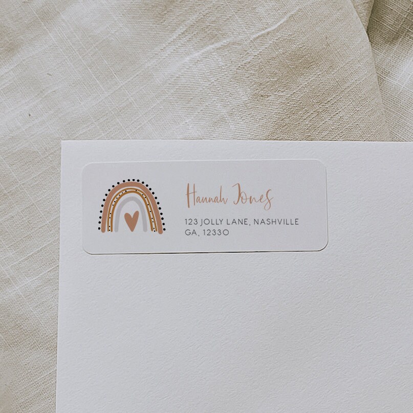 Boho Return Address Label template Terracotta Rainbow Return | Etsy