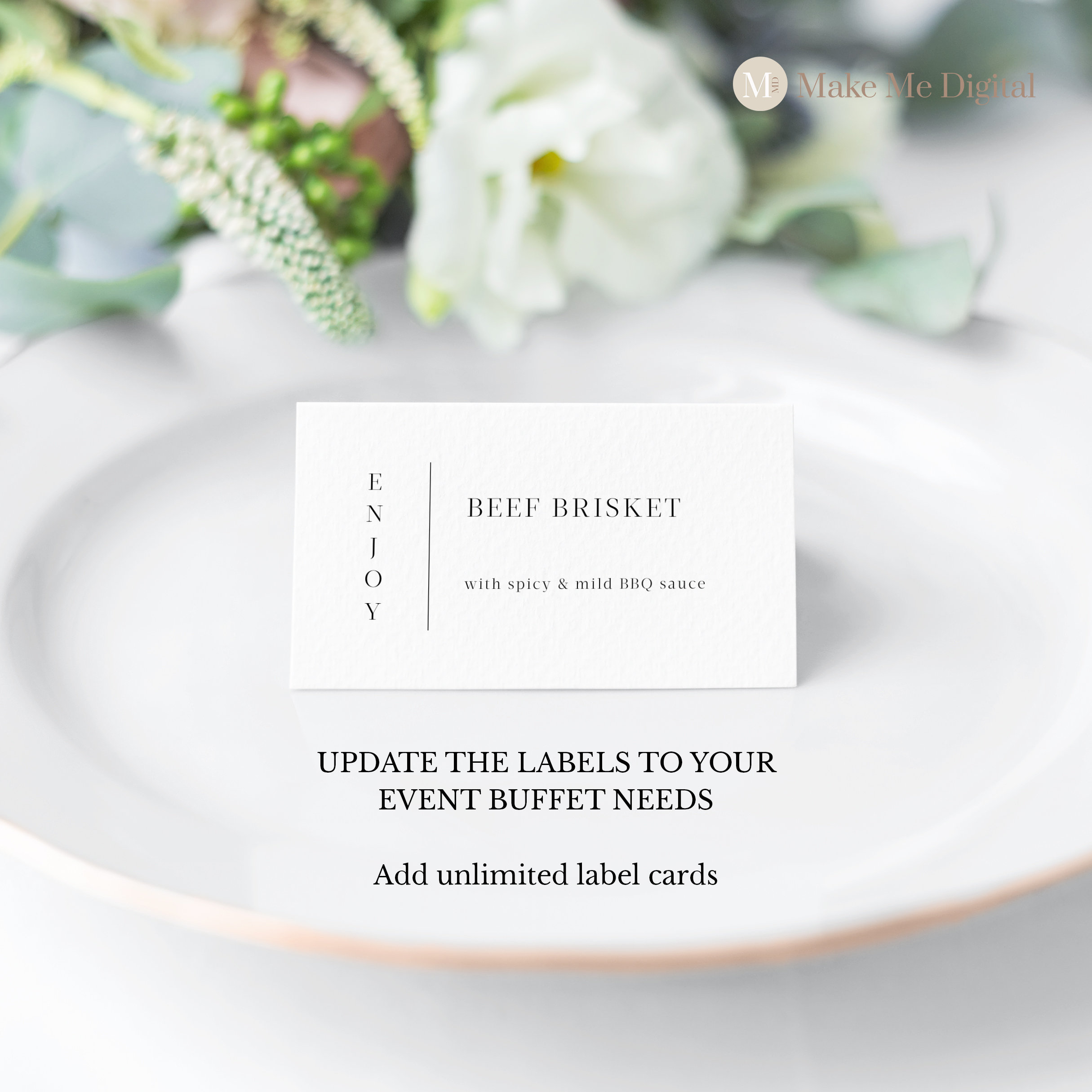 Modern Minimalist Buffet Label Template Printable Wedding Food Label ...