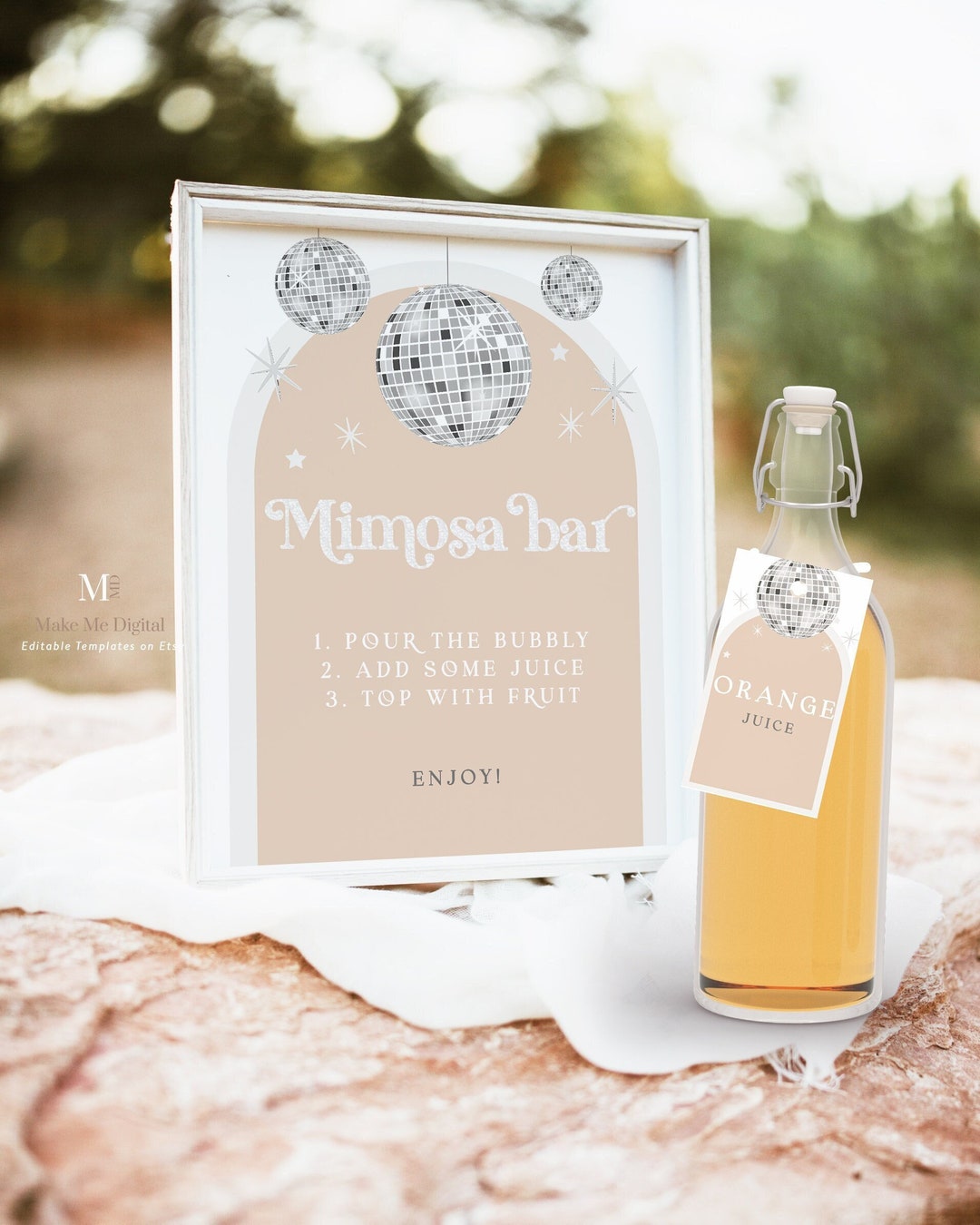 Disco Ball Diva Mimosa Bar Sign Bridal Shower, Silver Glitter Festival Hen Do Champagne Bar ...