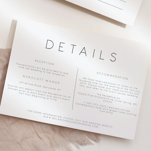Wedding Details Invitation Template | Printable Wedding Details Card ...