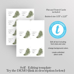Fern Wedding Place Cards Wedding Fern Name Cards Editable Templett ...