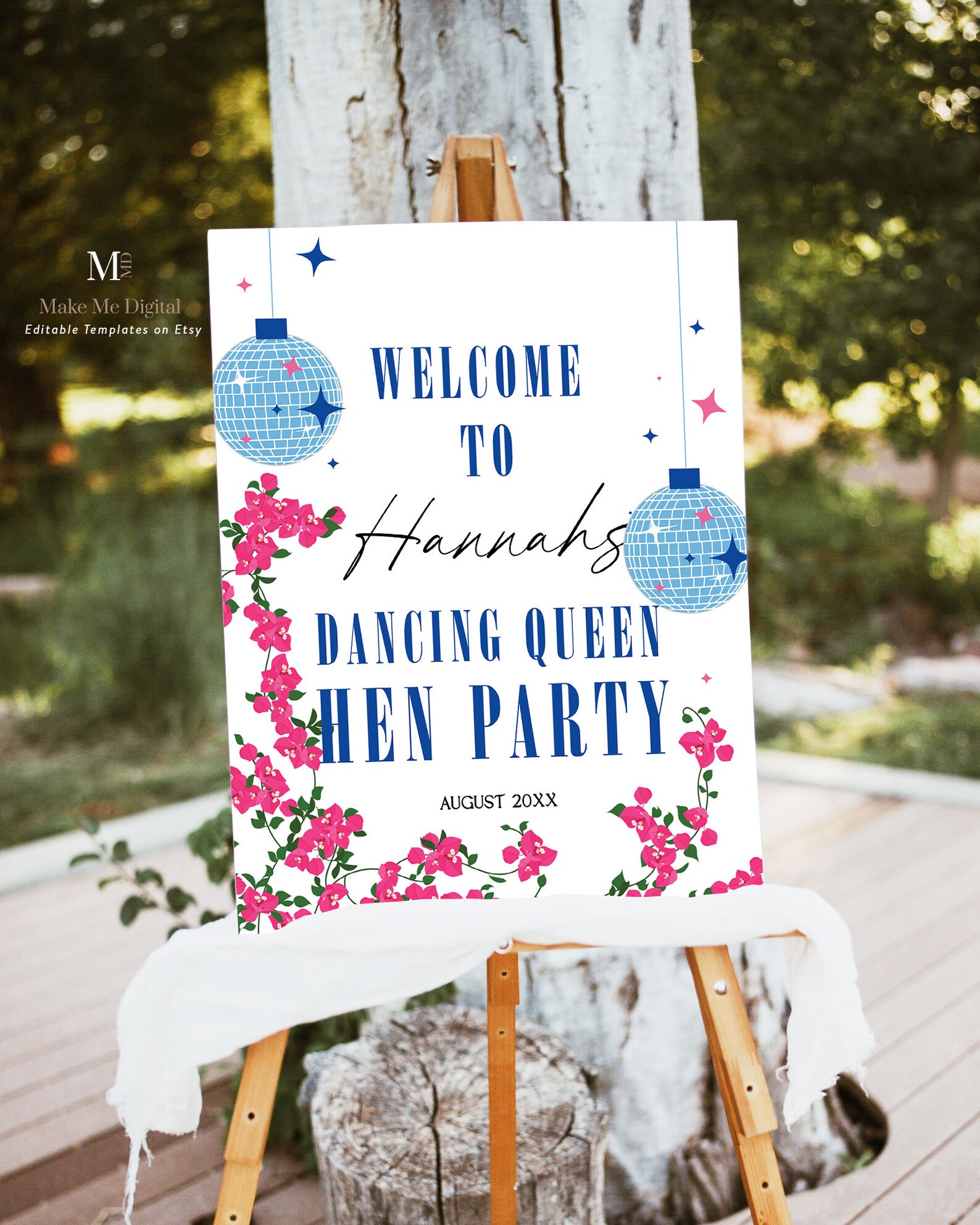 Dancing Queen Hen Party Welcome Sign, Greek Mamma Hen Do Easel Sign ...