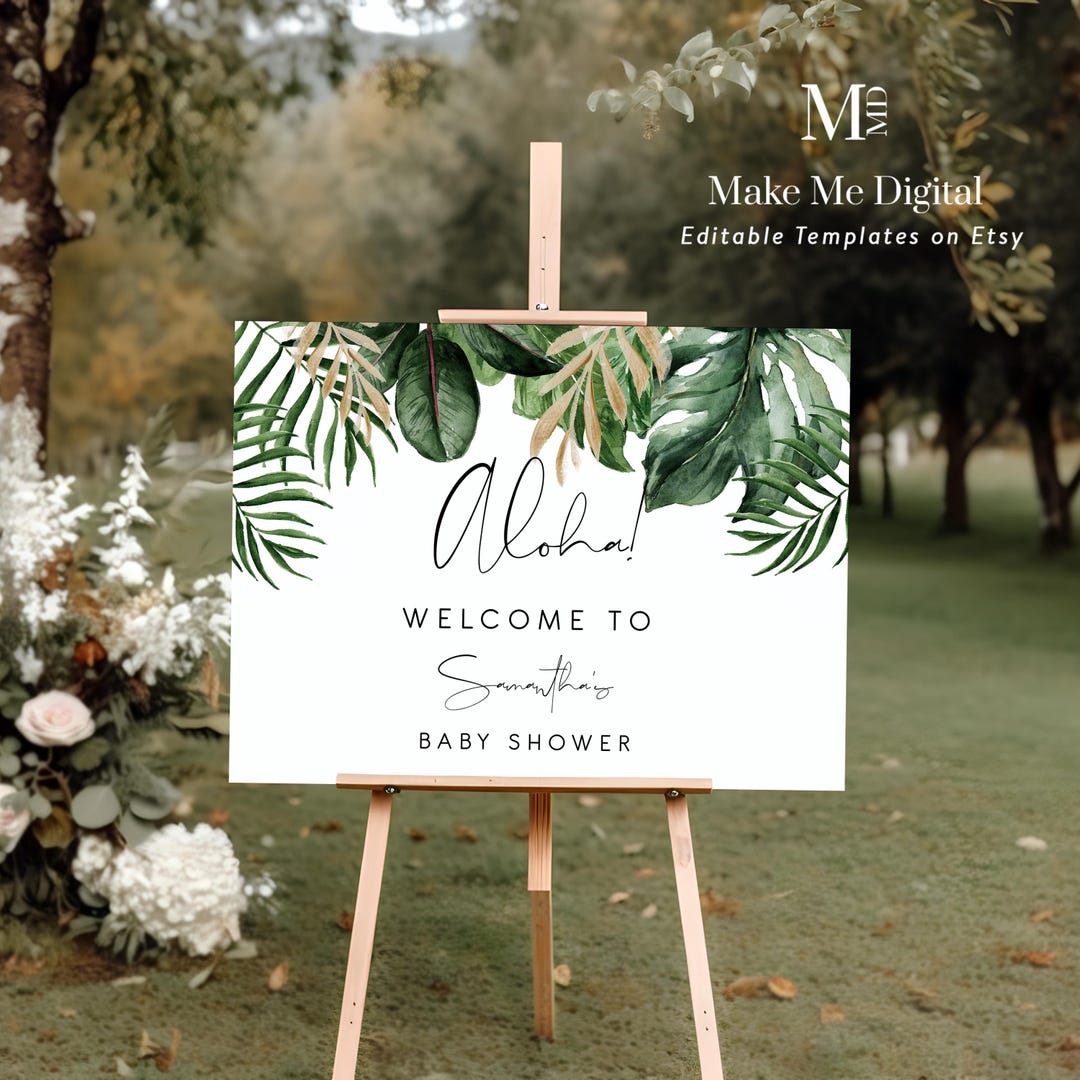 Aloha Tropical Baby Shower Welcome Sign Template, Baby Welcome Sign ...