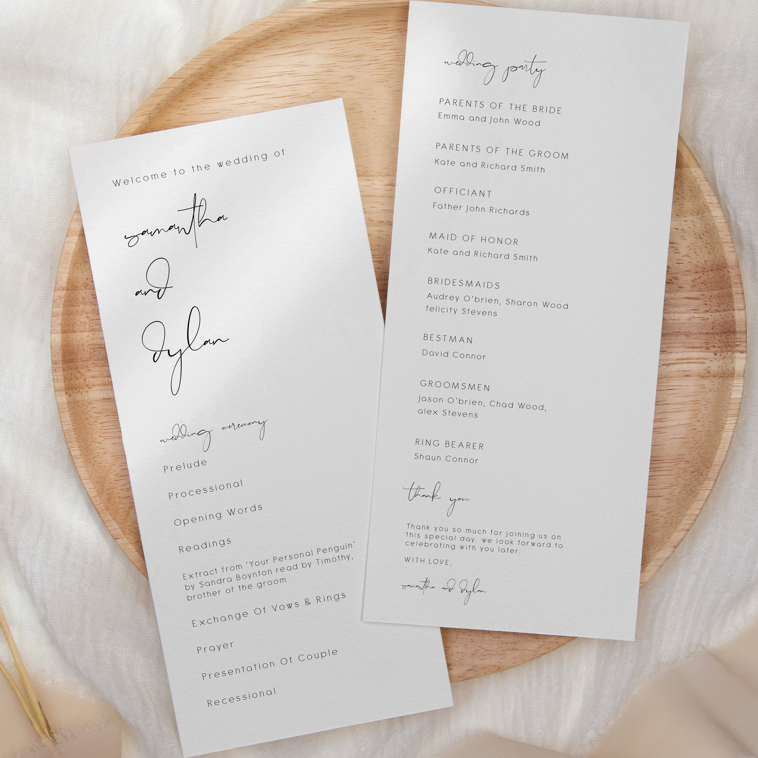 Templates modern wedding program template minimalist digital wedding ...