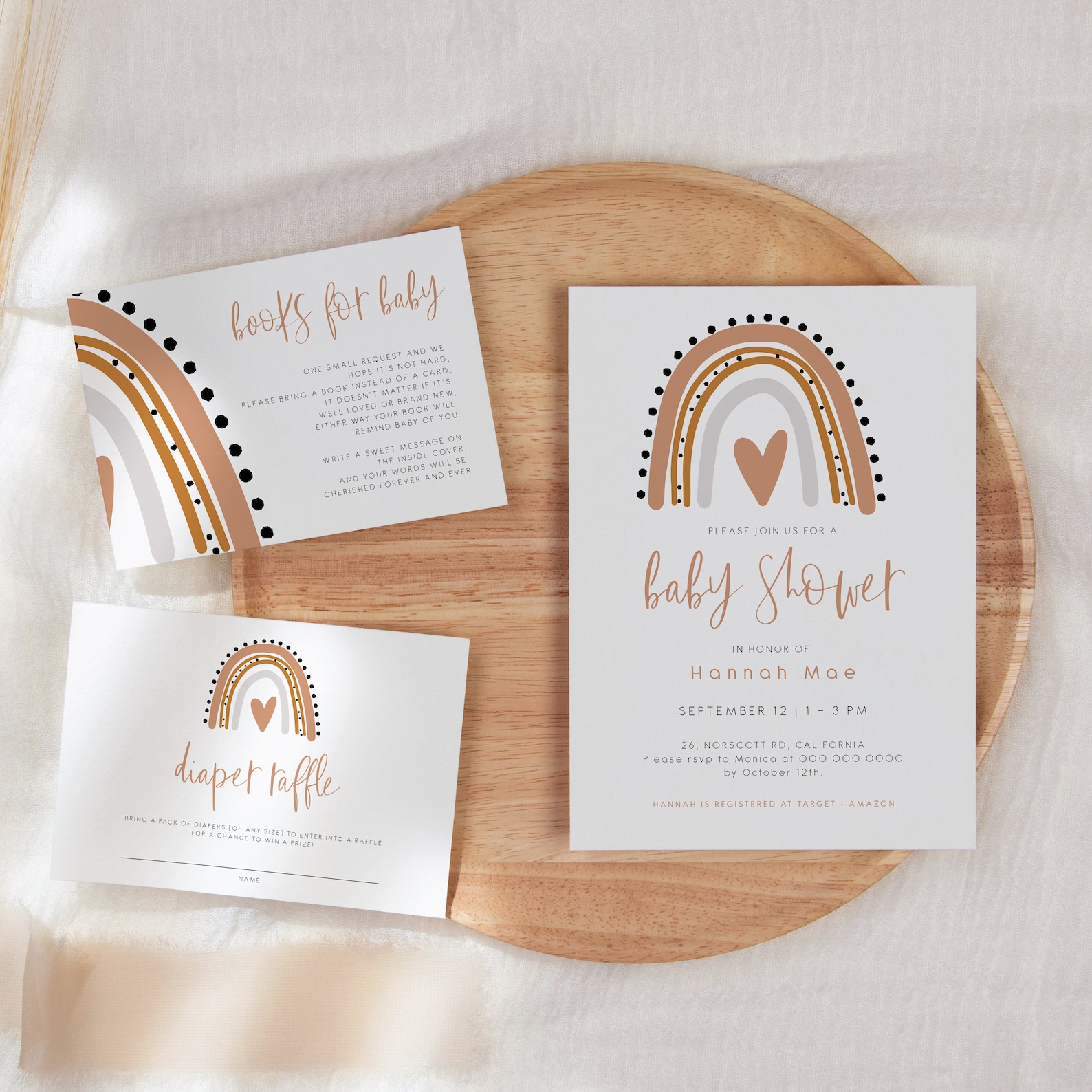 Boho Rainbow Baby Shower Invite Set, Bohemian Rainbow Baby Shower ...