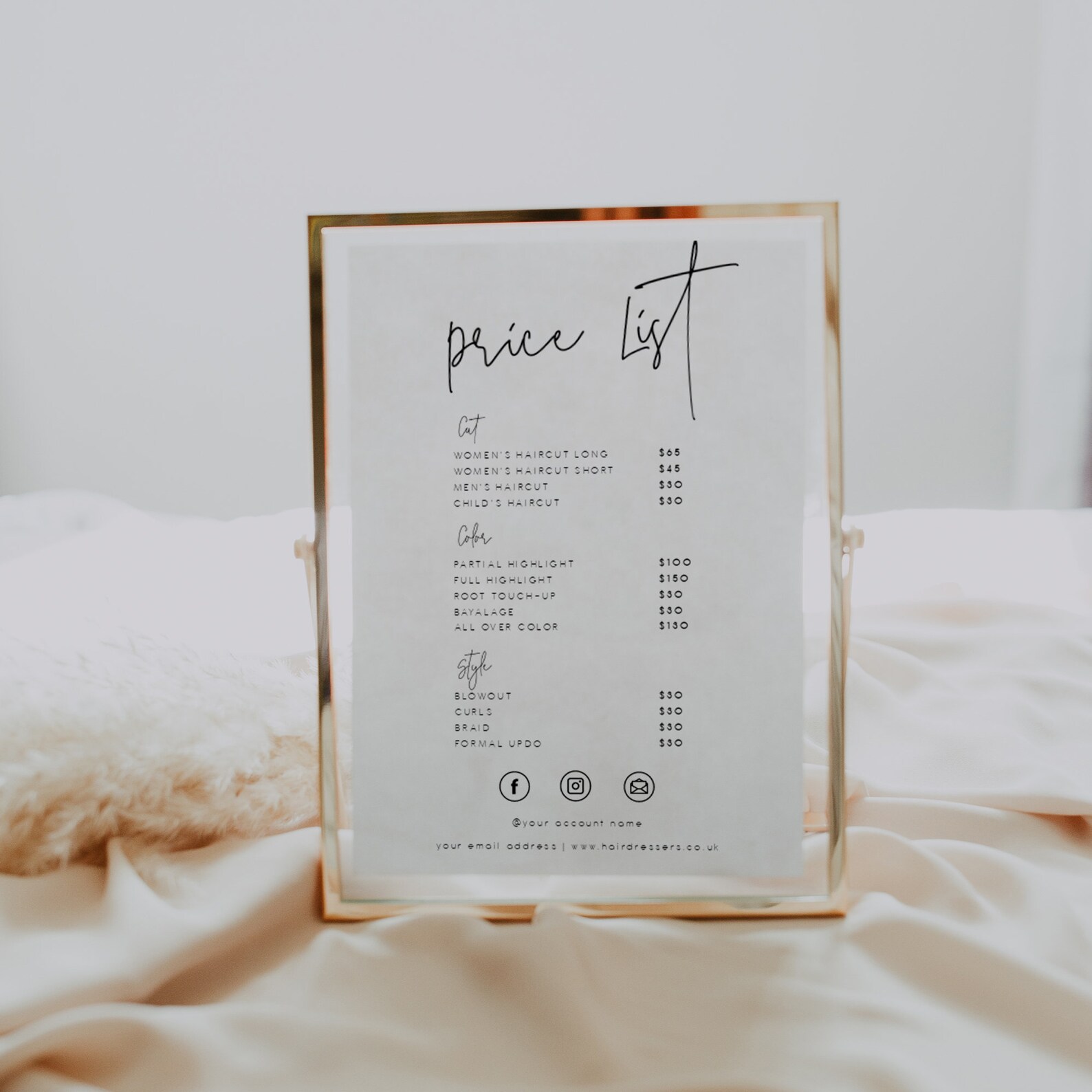 Modern Calligraphy Price List Sign Template Small Business - Etsy