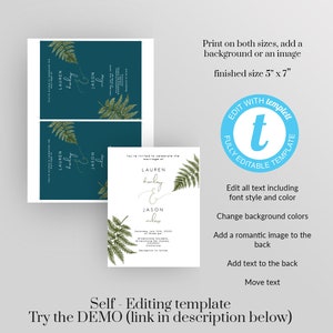 Elegant Fern Wedding Invite, Editable Fern Wedding Invitation, Greenery ...