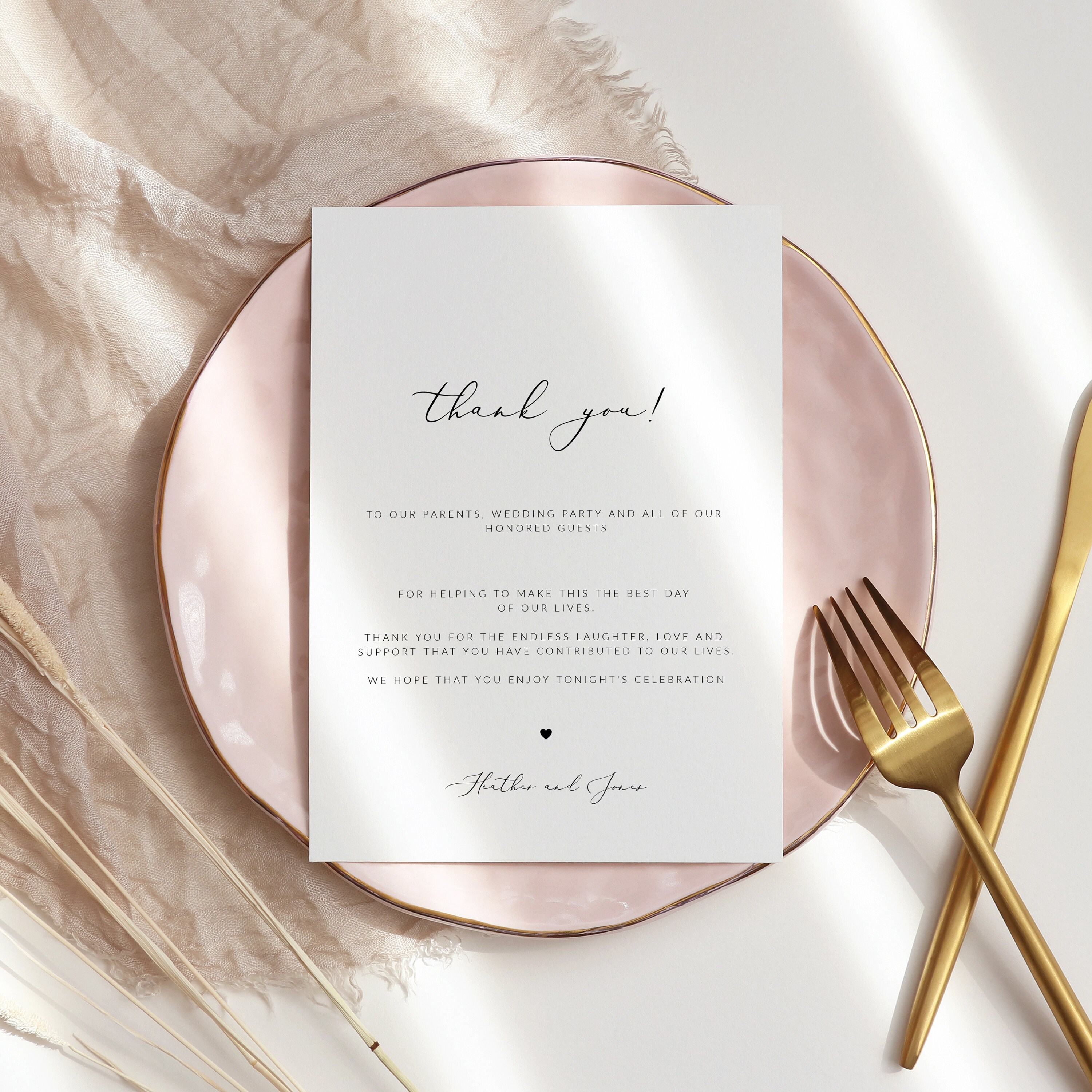 FRIDA | Table Thank You Card Printable, Place Setting Thank You Card ...