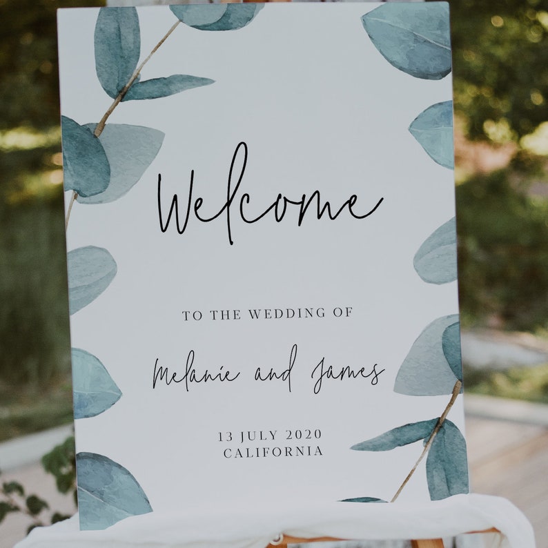 Eucalyptus Welcome Sign Greenery Welcome Wedding Sign | Etsy