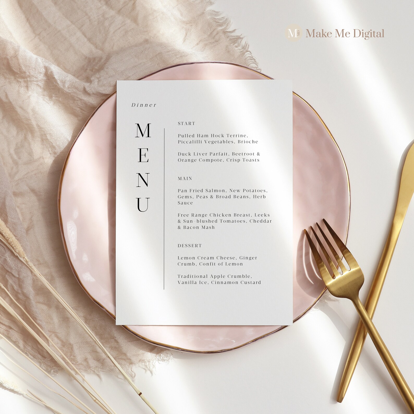 MCKENNA Minimalist Dinner Menu Template Modern Wedding Menu | Etsy