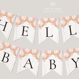 Printable Pink Balloon Banner Hello Baby Letters A to Z, Numbers Plus ...