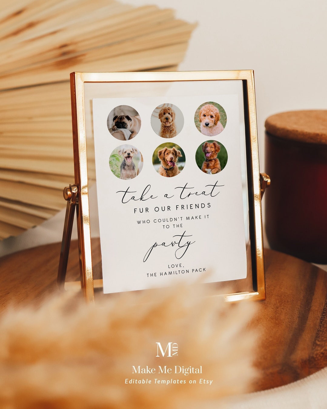 6 Pet Personalised Pet Party Favor Wedding Sign, Modern Wedding Dog ...