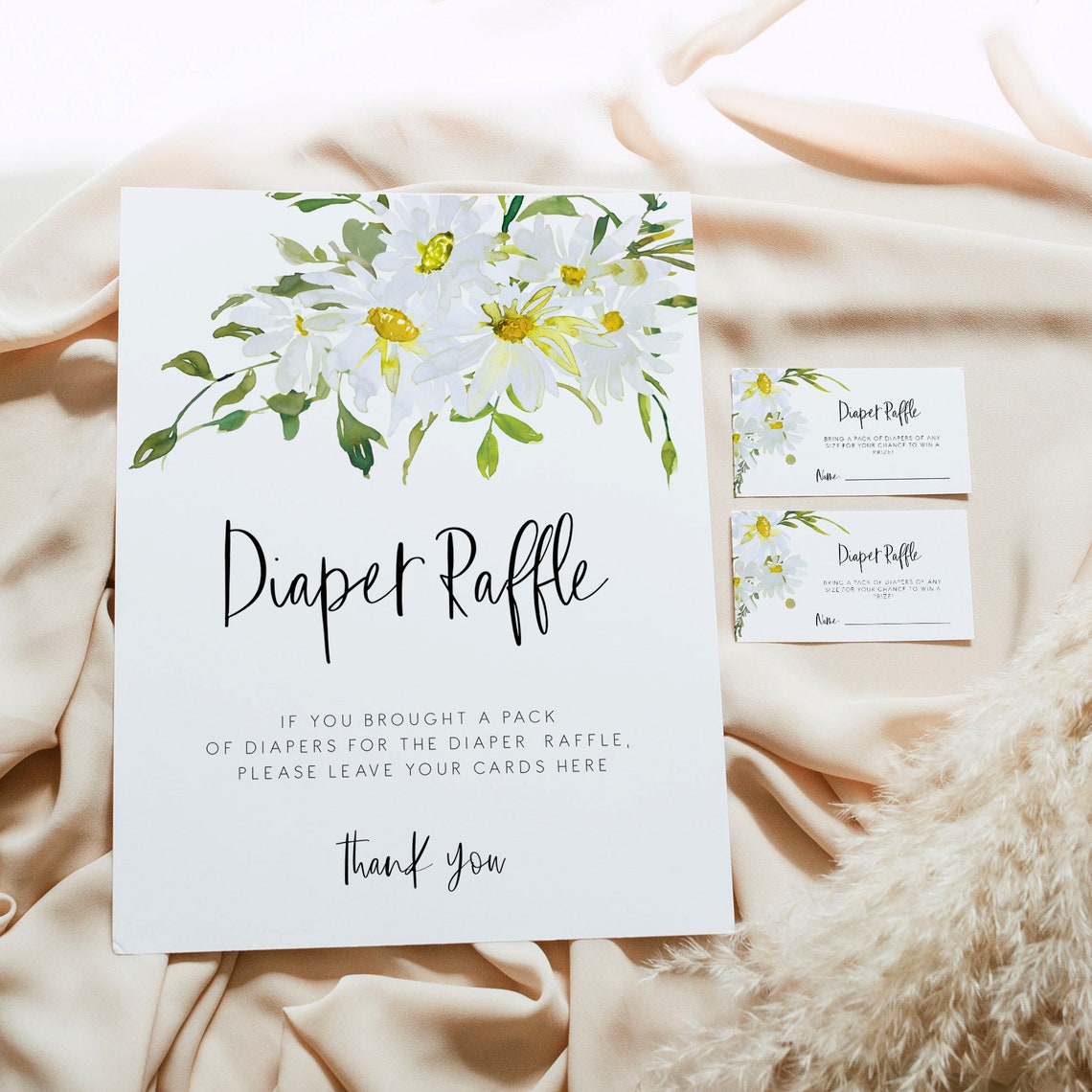 Daisy Diaper Raffle Sign Floral Diaper Raffle Card Baby | Etsy