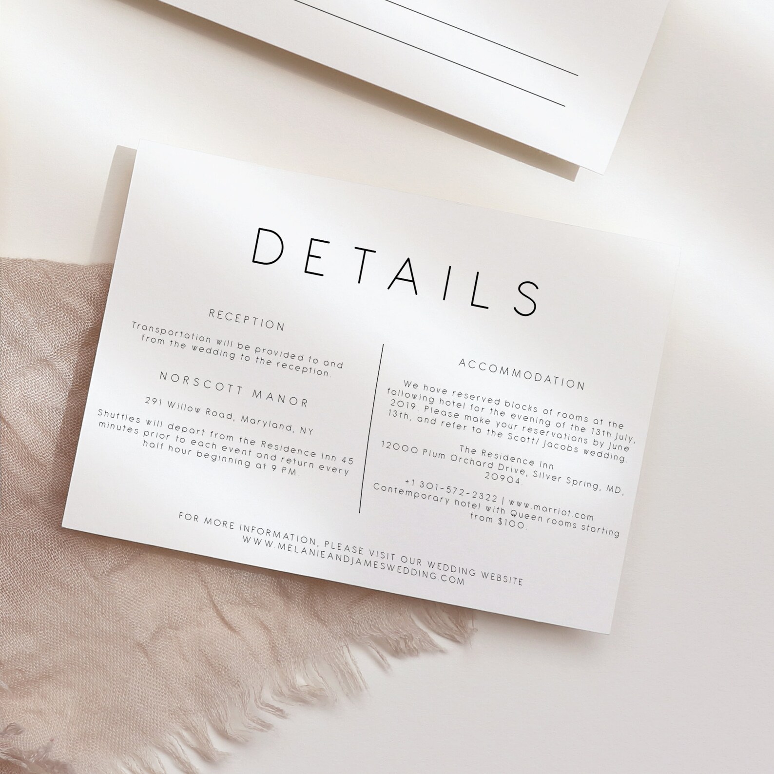 Wedding Details Invitation Template | Printable Wedding Details Card ...
