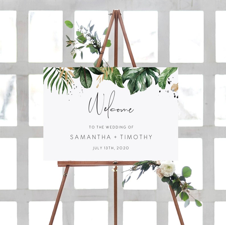 Editable Tropical welcome sign Template wedding welcome sign | Etsy