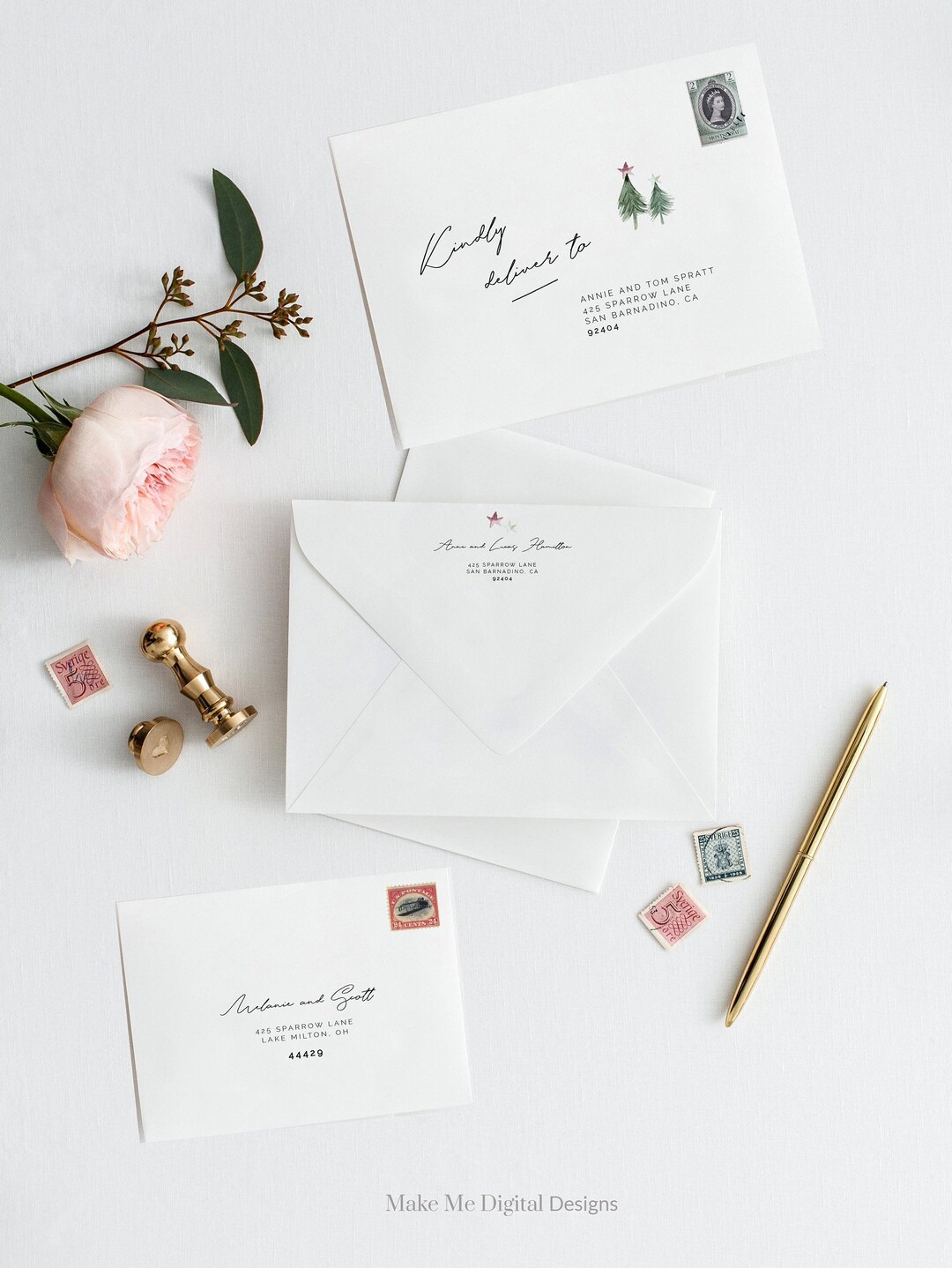 Editable 2024 Christmas Envelope Template Festive Address Envelope ...