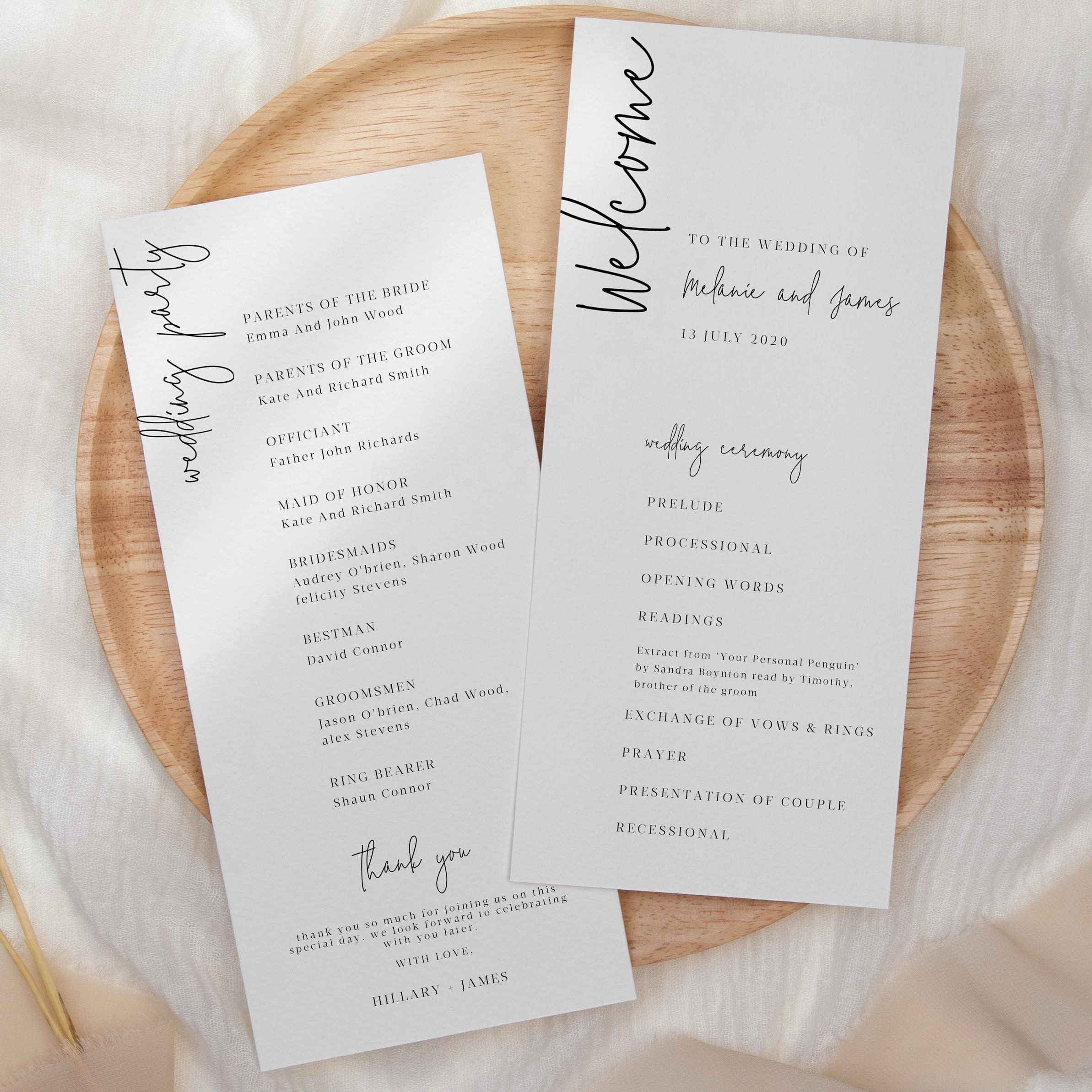 Modern Wedding Program, Printable Elegant Wedding Ceremony Program ...