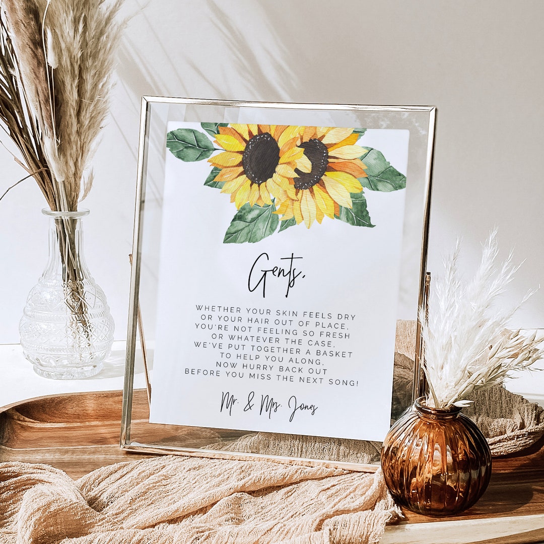 Sunflower Gents & Ladies Bathroom Sign, Rustic Floral Wedding Bathroom ...