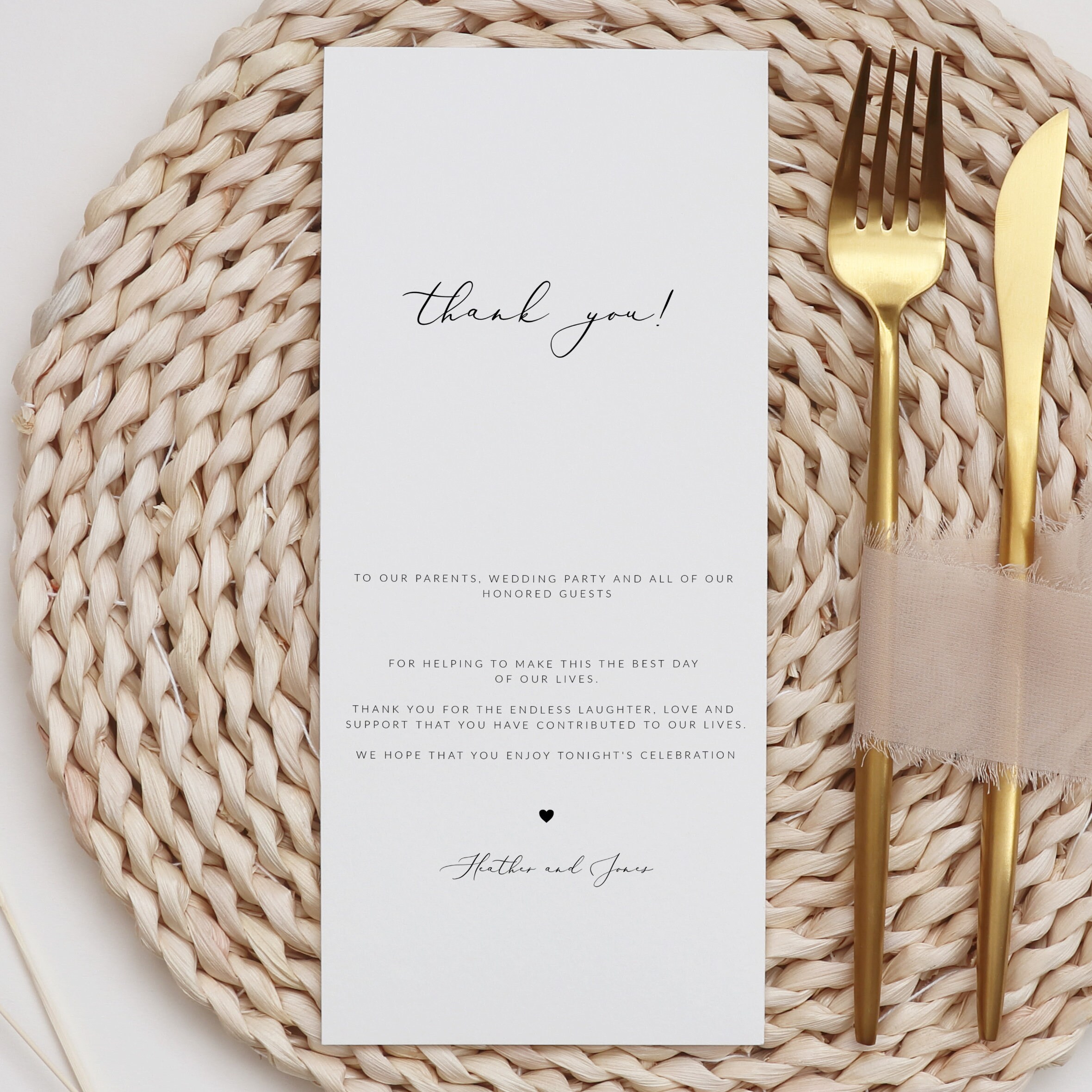FRIDA | Table Thank You Card Printable, Place Setting Thank You Card ...