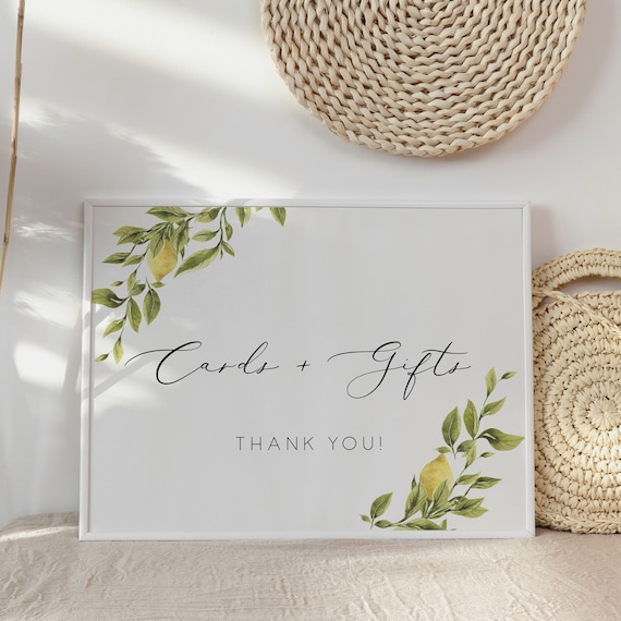 LEMON Cards and Gifts Sign Printable Modern Lemon Wedding | Etsy