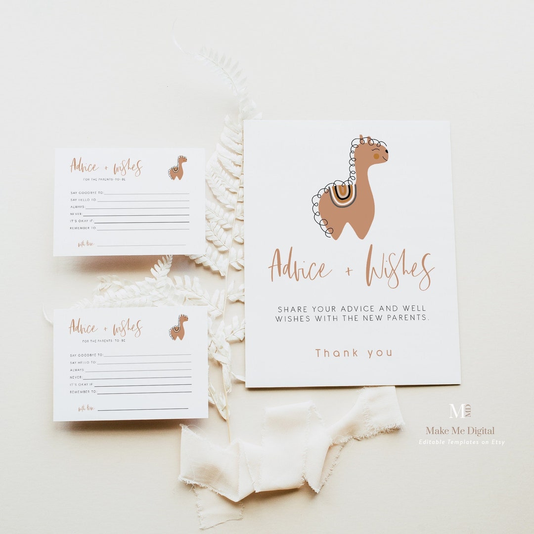 Boho Rainbow Llama Advice for New Parents, Bohemian Alpaca Baby Advice ...