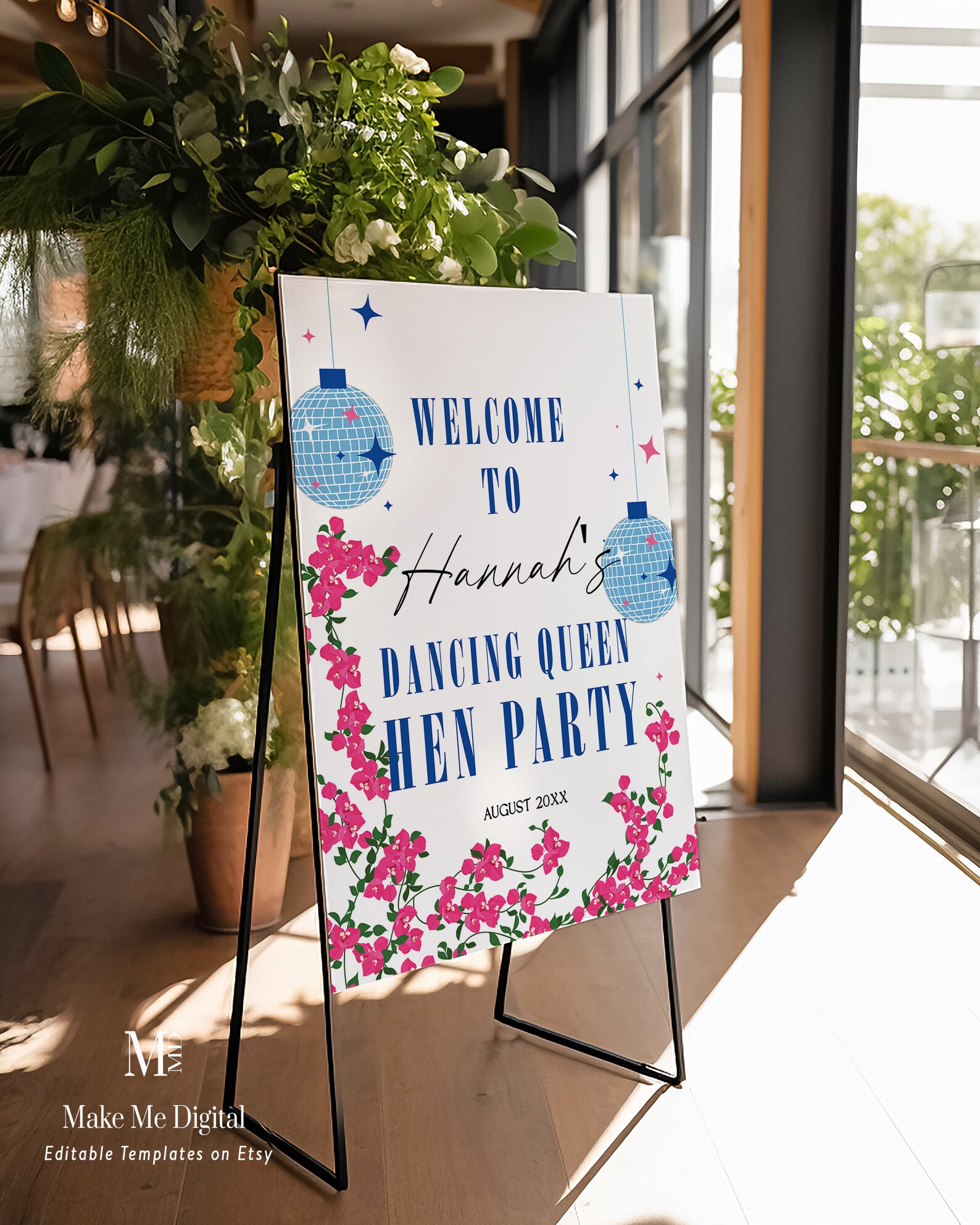 Dancing Queen Hen Party Welcome Sign, Greek Mamma Hen Do Easel Sign ...