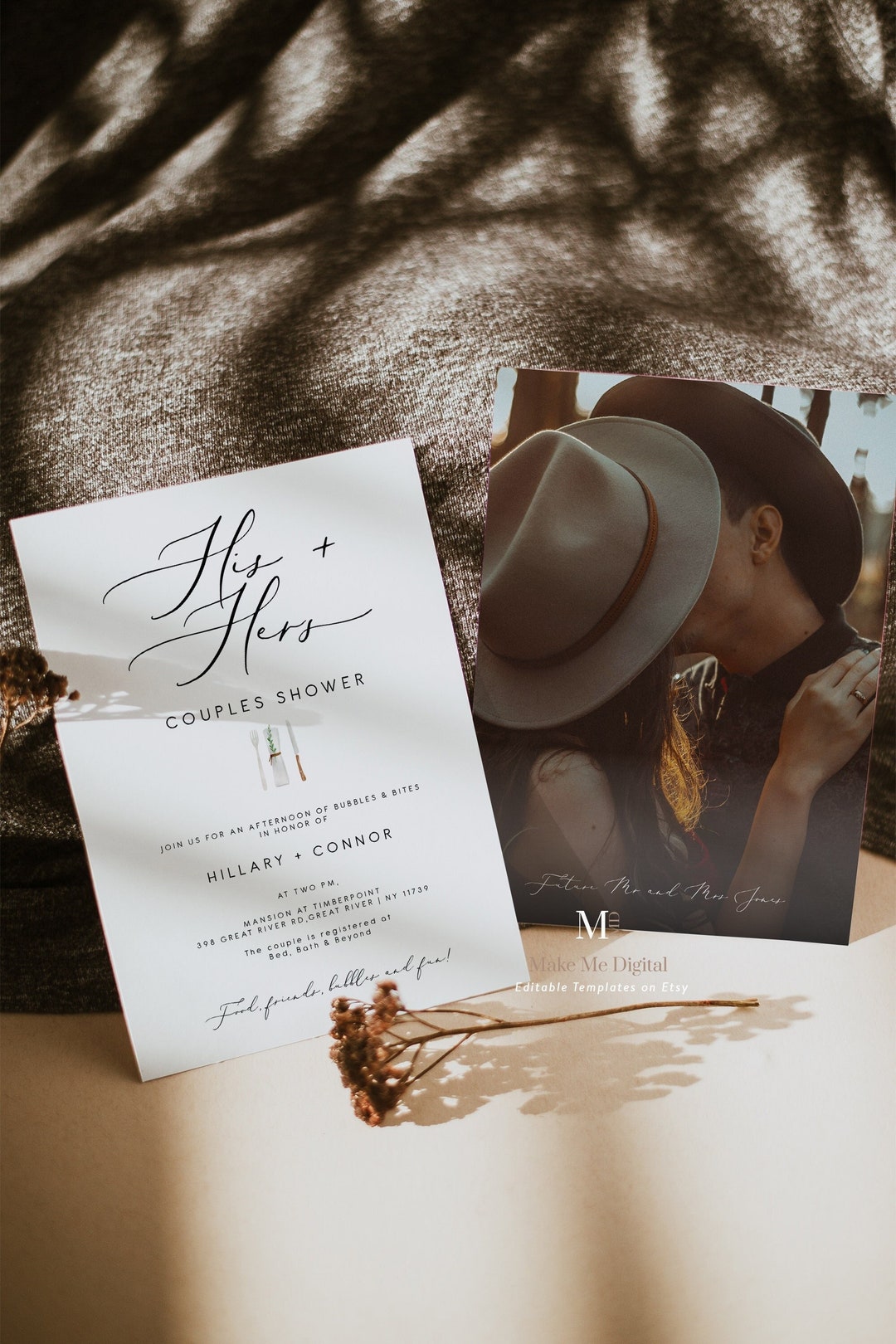 Elegant Calligraphy Couples Shower Invitation His and Hers - Etsy UK